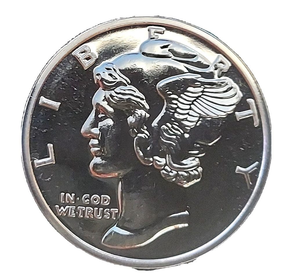 1 oz Silver Mercury Dime Round Gem Bu .999 Fine - ABS Bullion